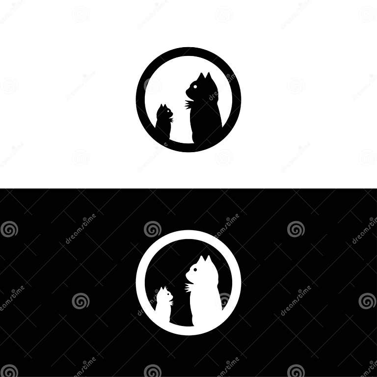 Black Cat Circle Logo . Circle Creative Cat Stock Vector - Illustration of silhouette, black ...