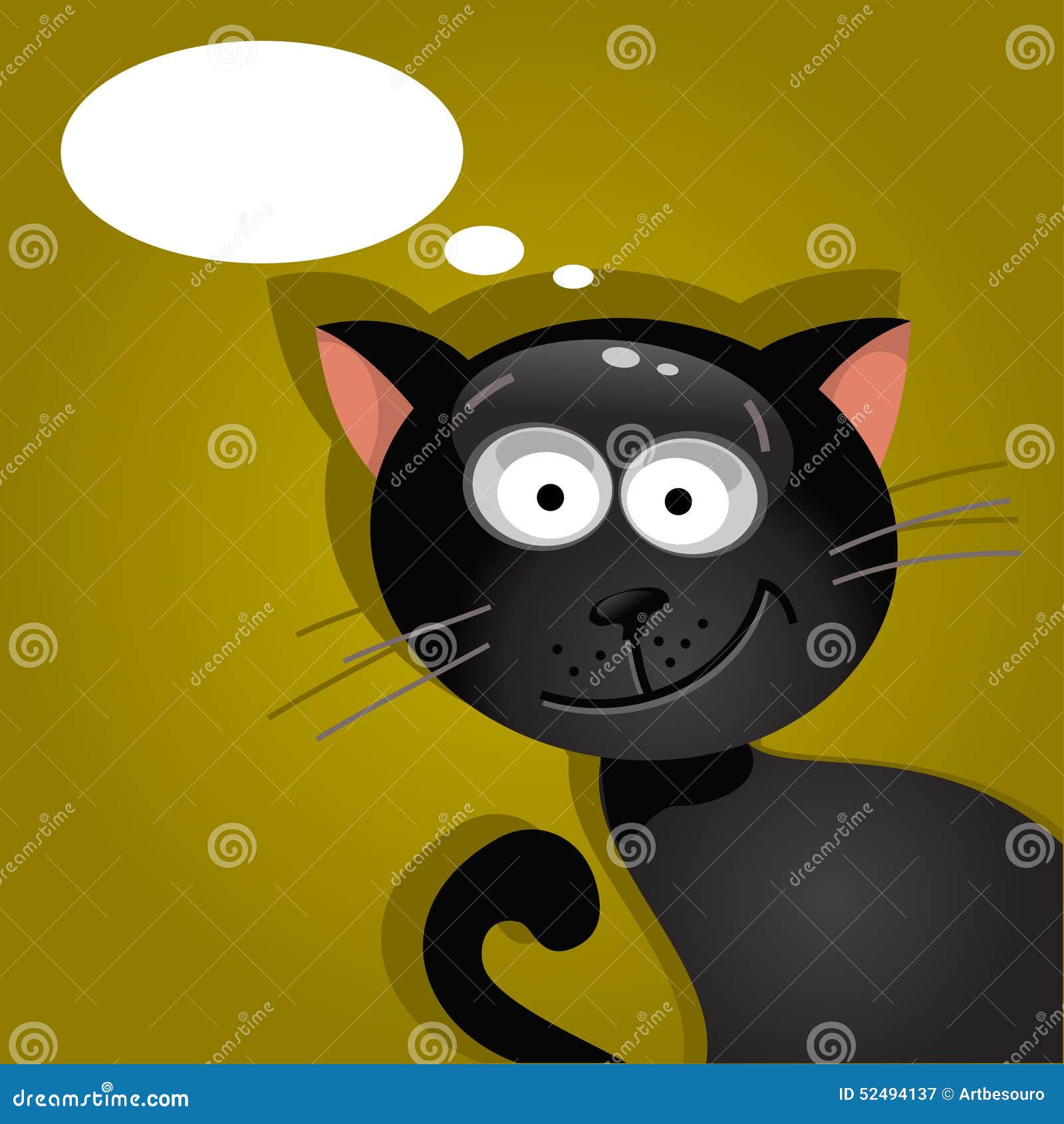 Black Cat with a Cloud of Thoughts. Vector Illustration Stock Vector ...