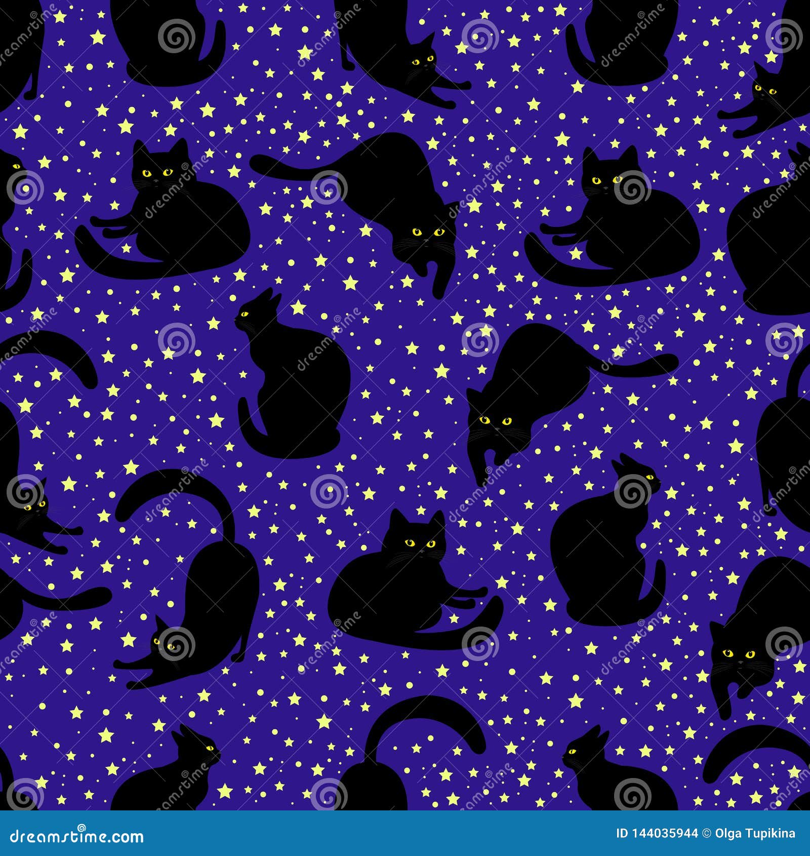 Cat Silhouette Stars Texture Stock Illustrations – 156 Cat Silhouette ...