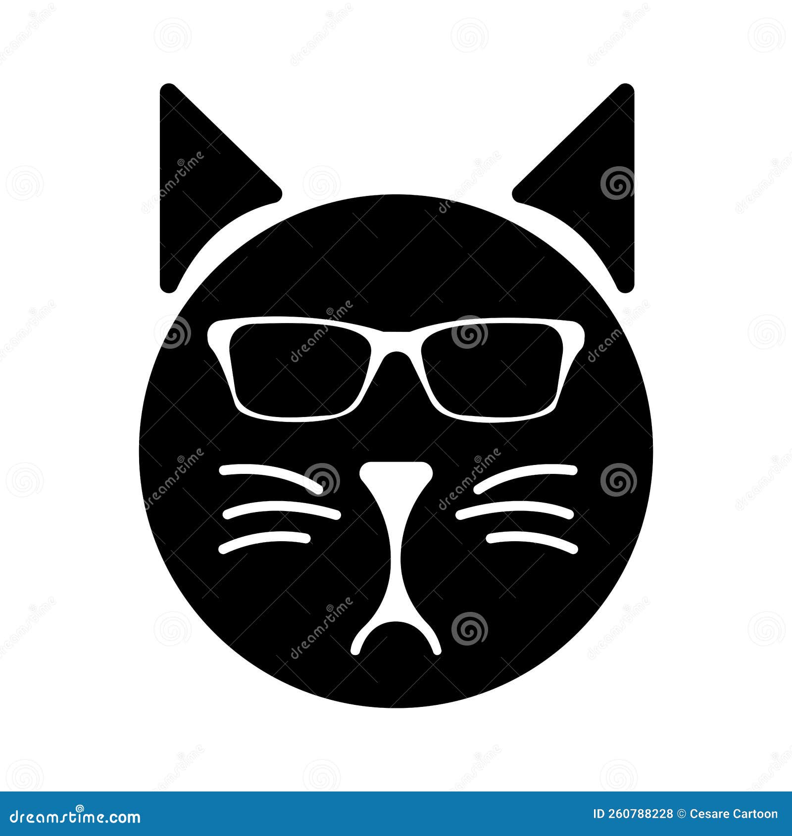 Black cat emoticon cool stock vector. Illustration of flat - 260788228