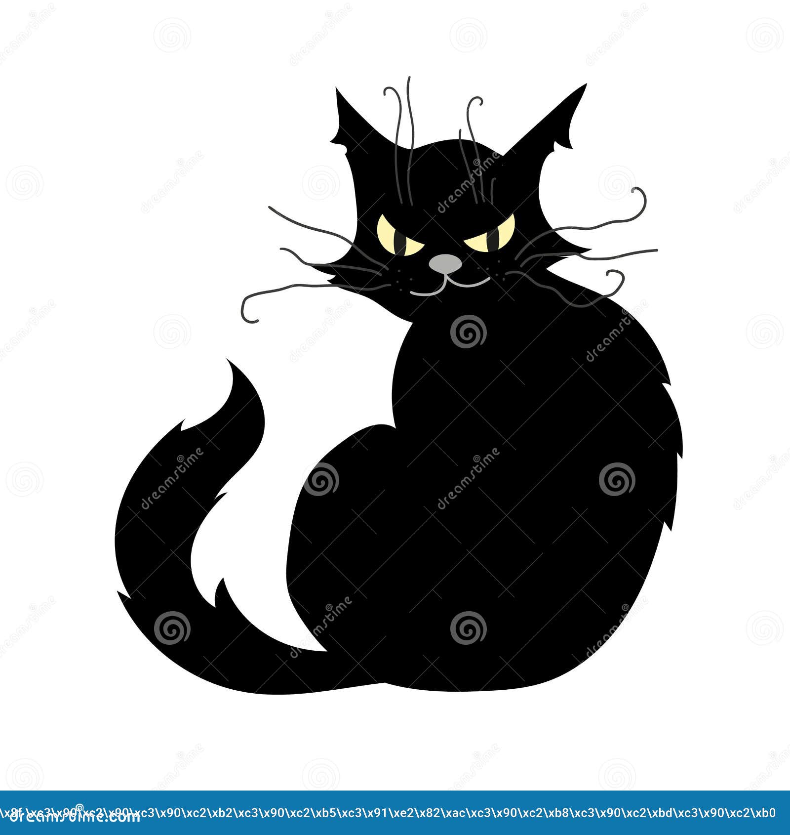 A Black Cat with an Evil Look. Vector Element for the Design of ...