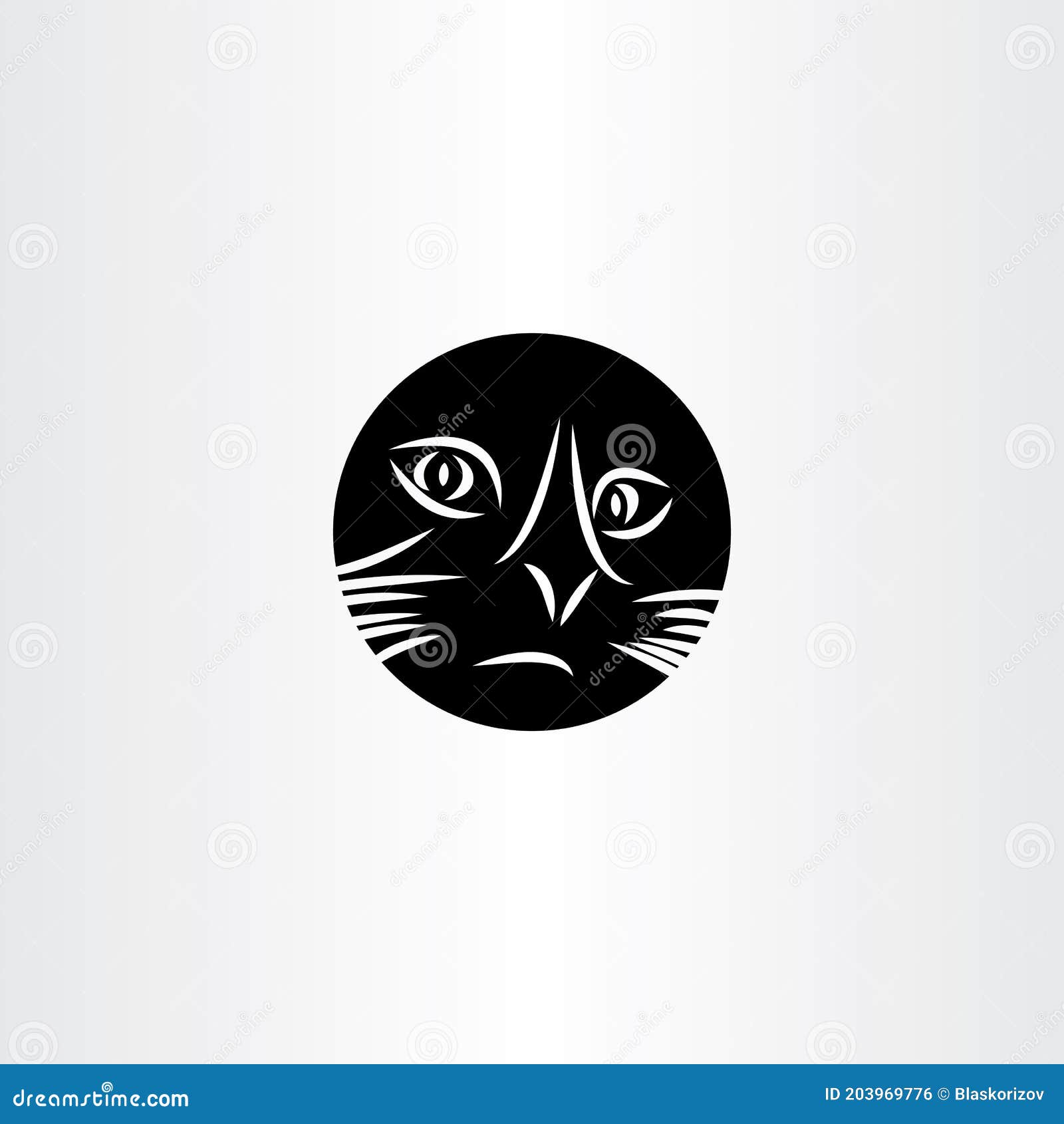 Black Cat Face Circle Icon Vector Symbol Stock Vector - Illustration of ...