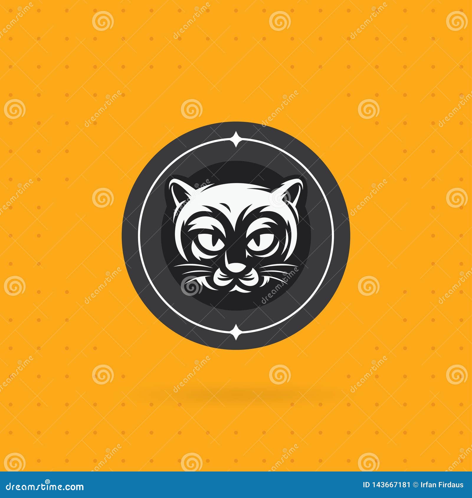 Cat icon with circle stock vector. Illustration of drawing - 143667181