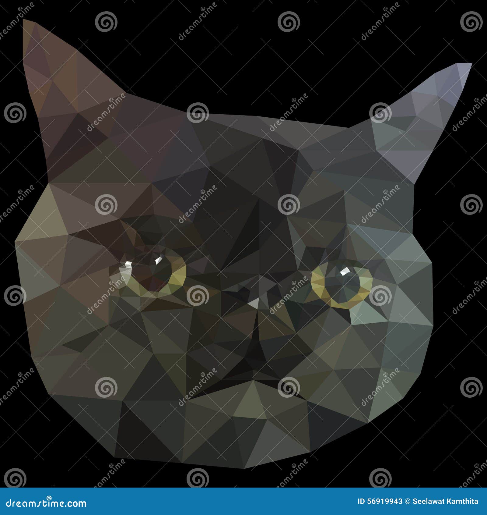 Black Cat Face Low Poly Geometric. Stock Vector - Illustration of ...