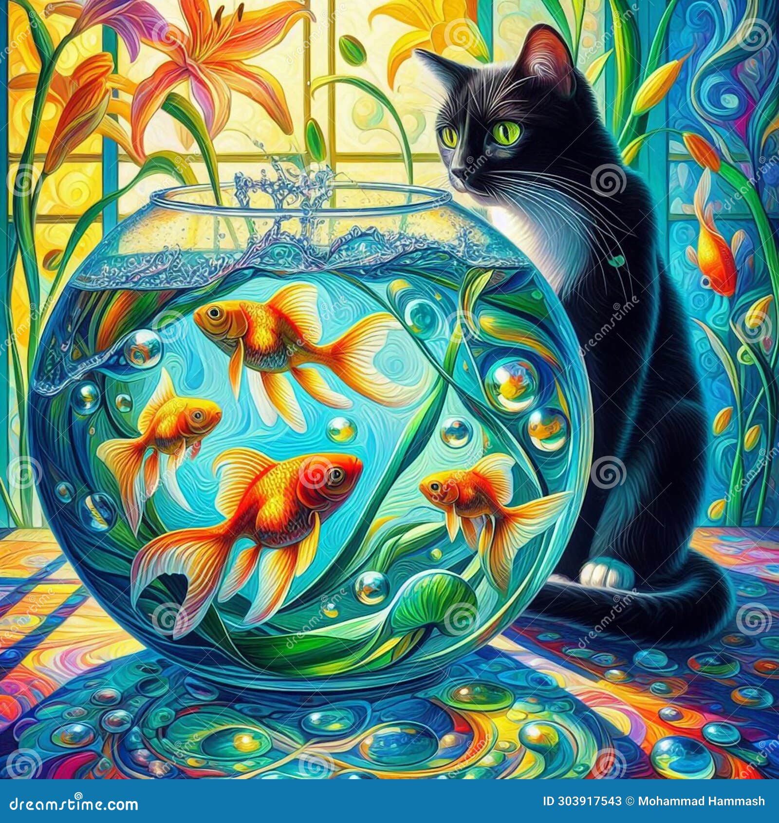 Black cat fish art stock illustration. Illustration of wilderness ...