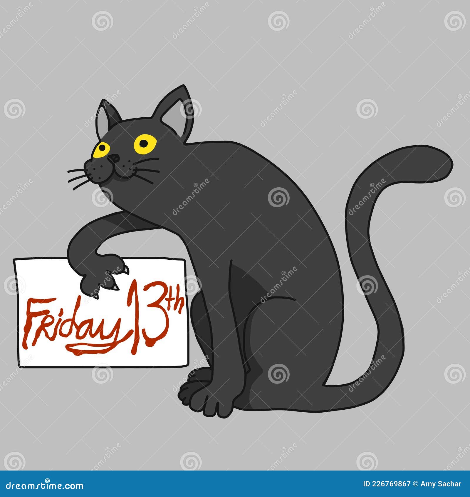 Black Cat Friday 13th Cartoon Vector Stock Vector Illustration Of