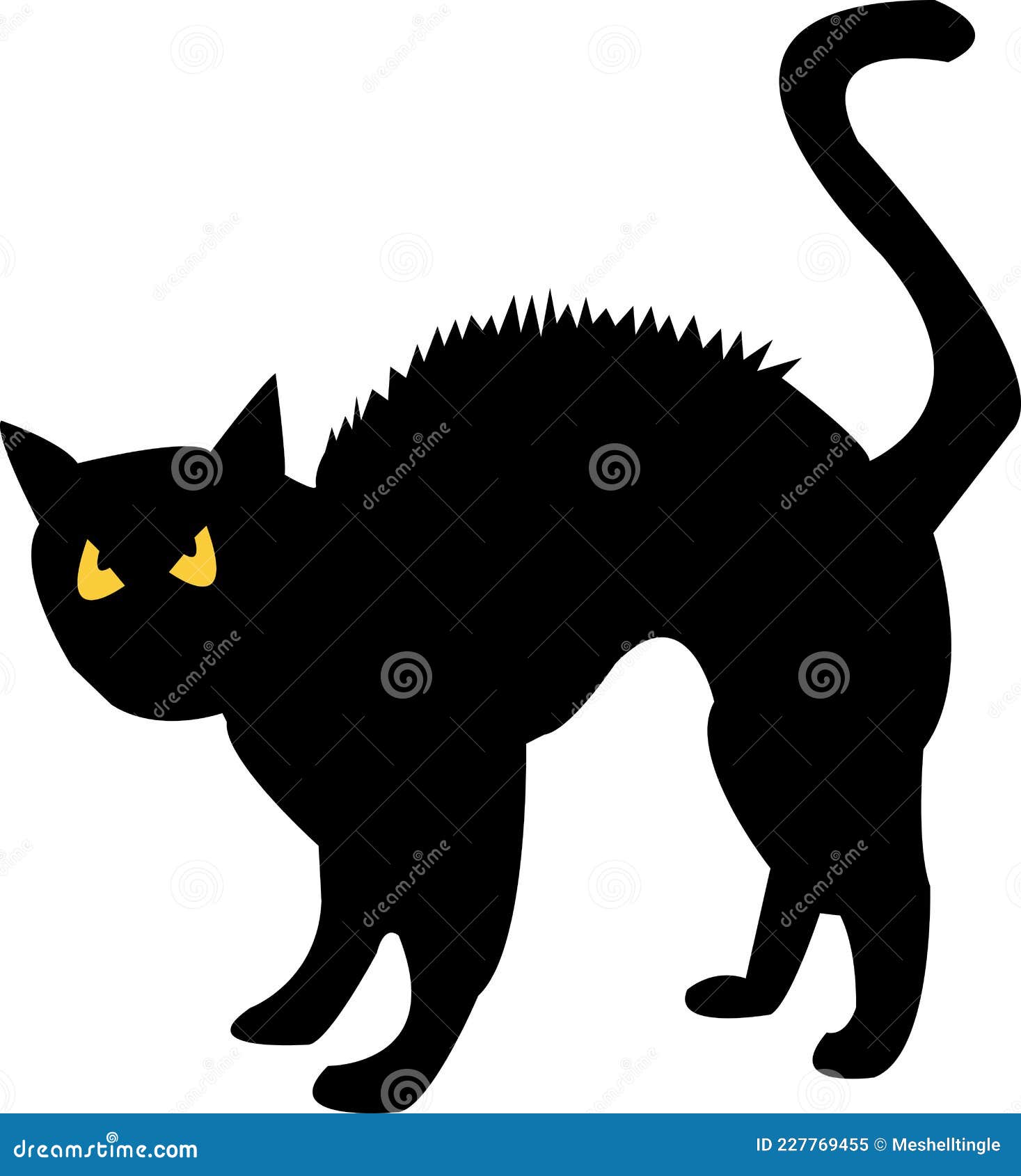 Black Cat with Fur Standing Up on Back Vector Available Stock ...