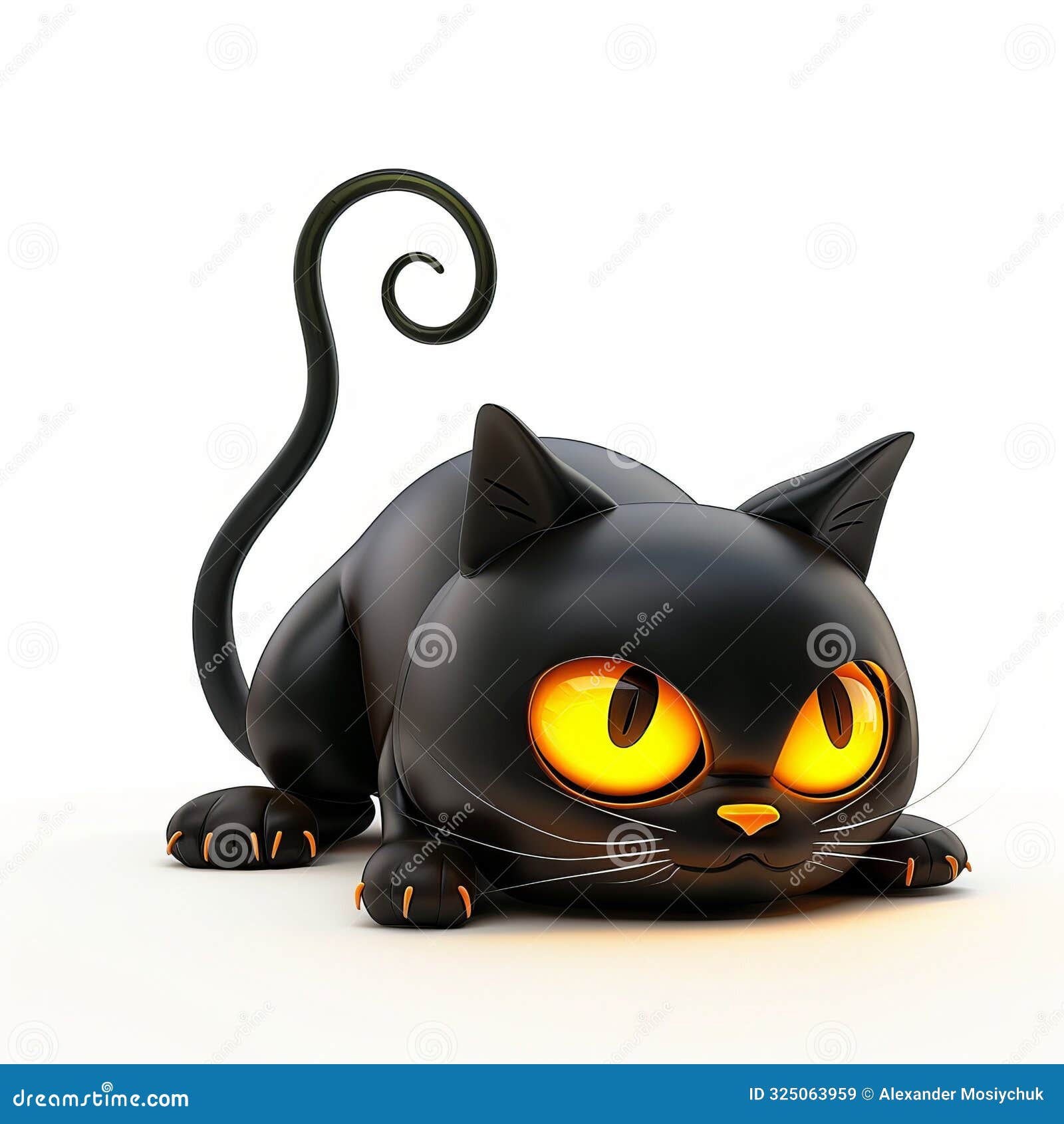 Black Cat Halloween Decoration with Glowing Eyes Stock Illustration - Illustration of costume ...