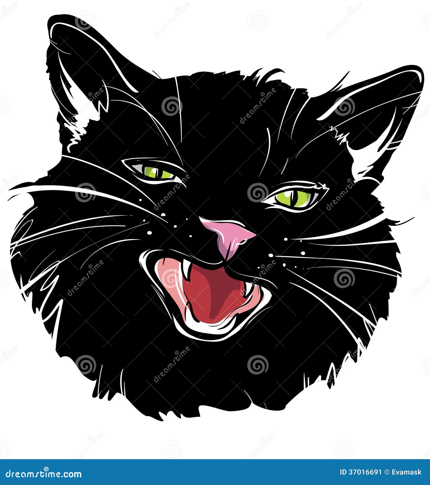 Brazen Cat. Hand Drawn Vector Illustration Of Cat Face With Paw. Cat ...