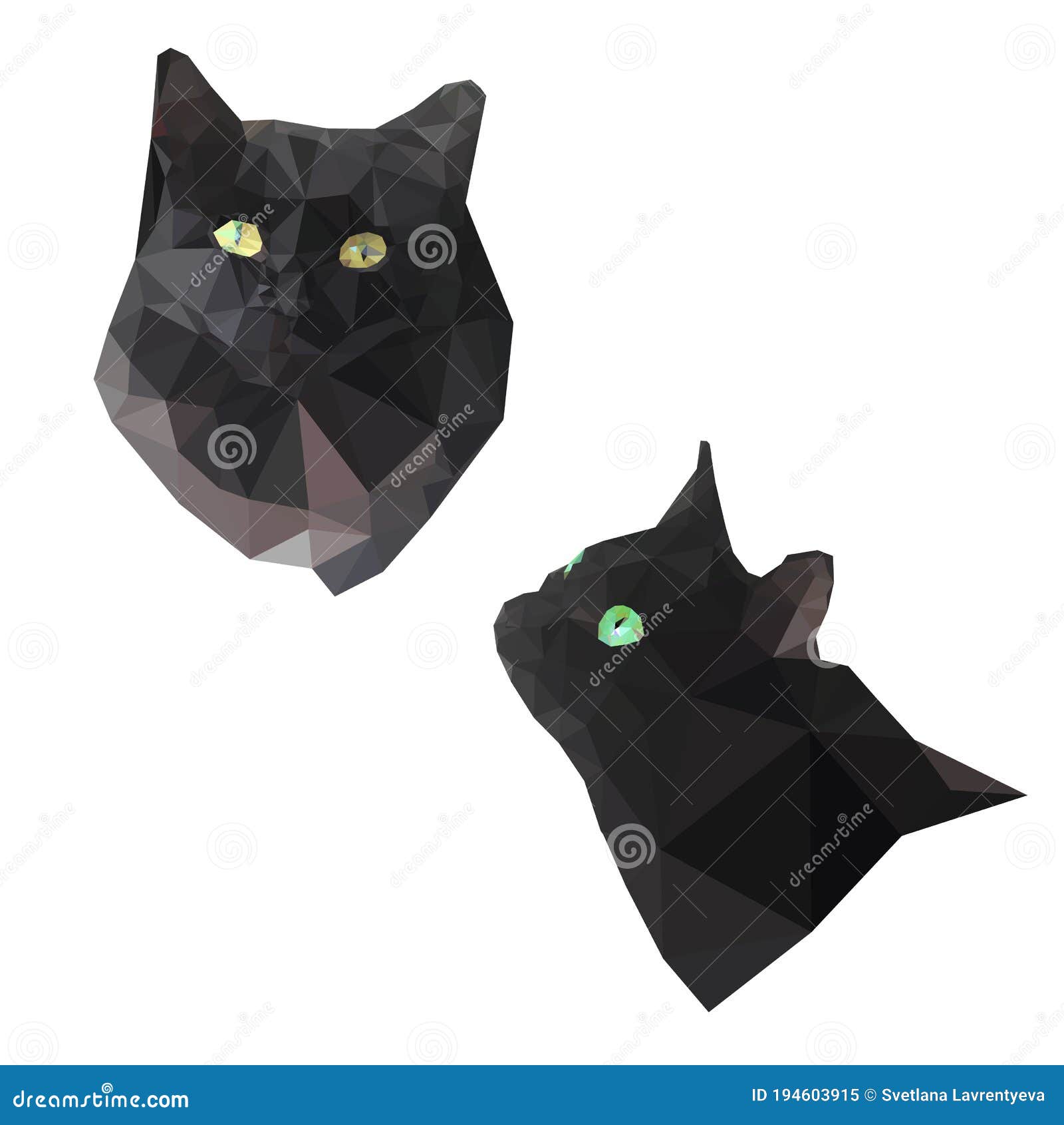 Cat Stylized Triangle Polygonal Model. Contour For Tattoo, Logo, Emblem ...