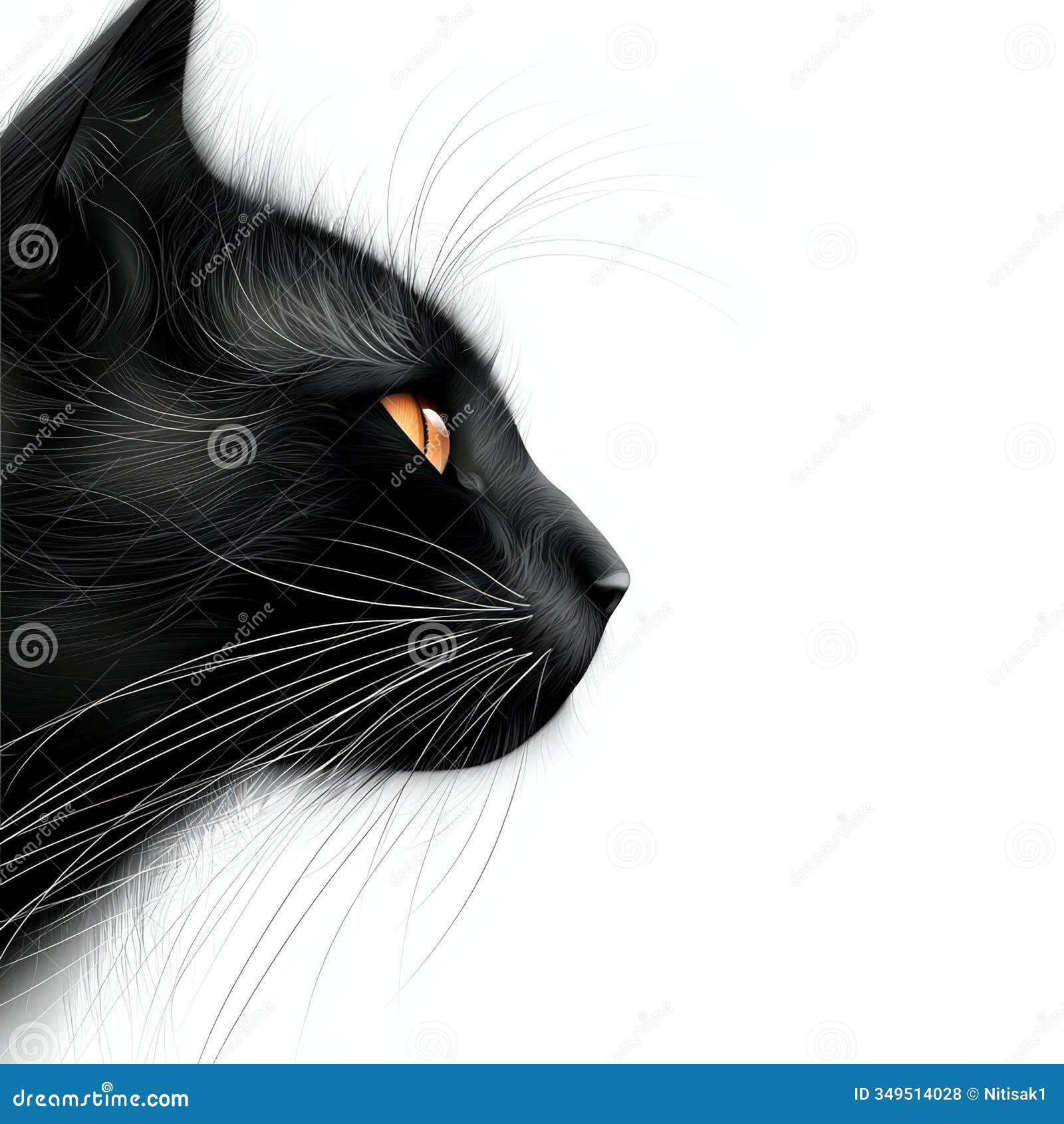 Black Cat Profile Silhouette White Background Stock Illustration ...
