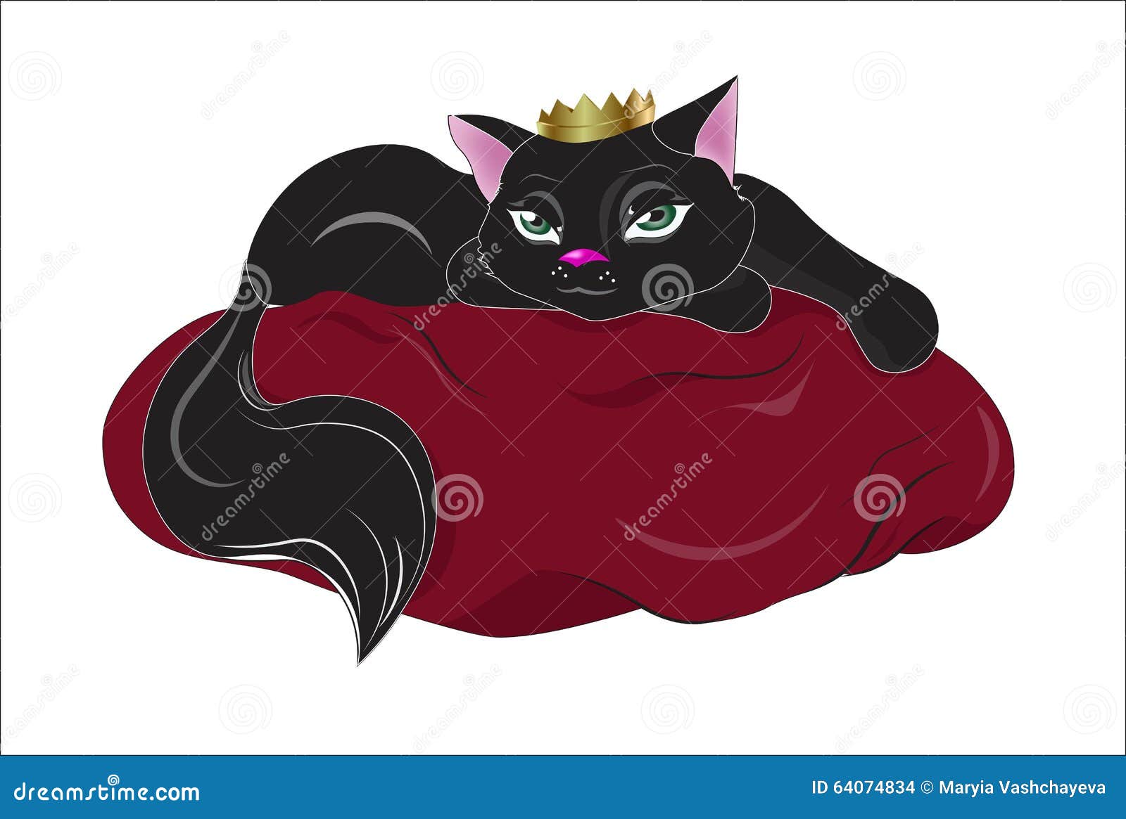Black cat queen stock vector. Illustration of pink, black - 64074834