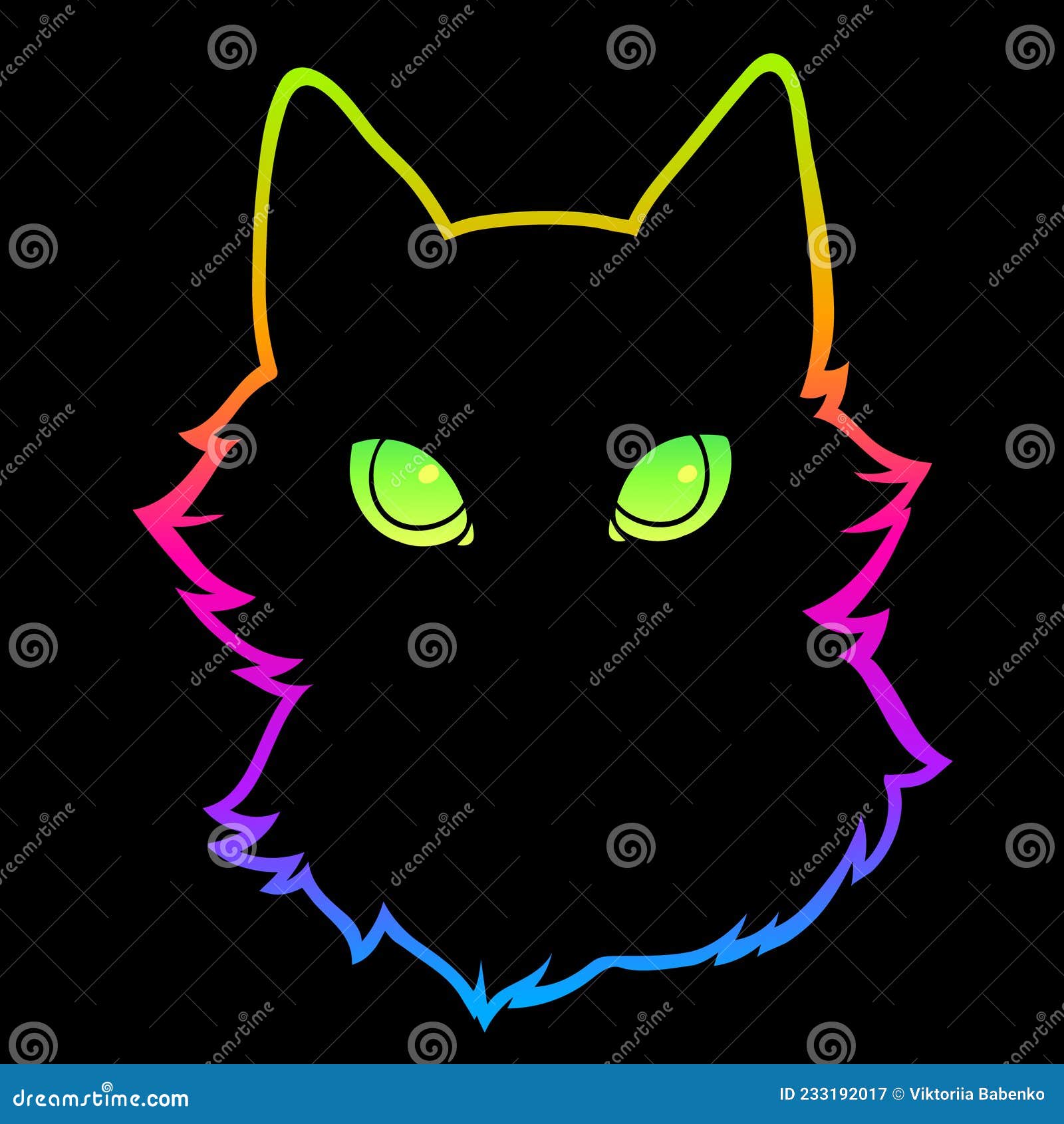 Black Cat on a Rainbow Background Stock Vector - Illustration of beast ...