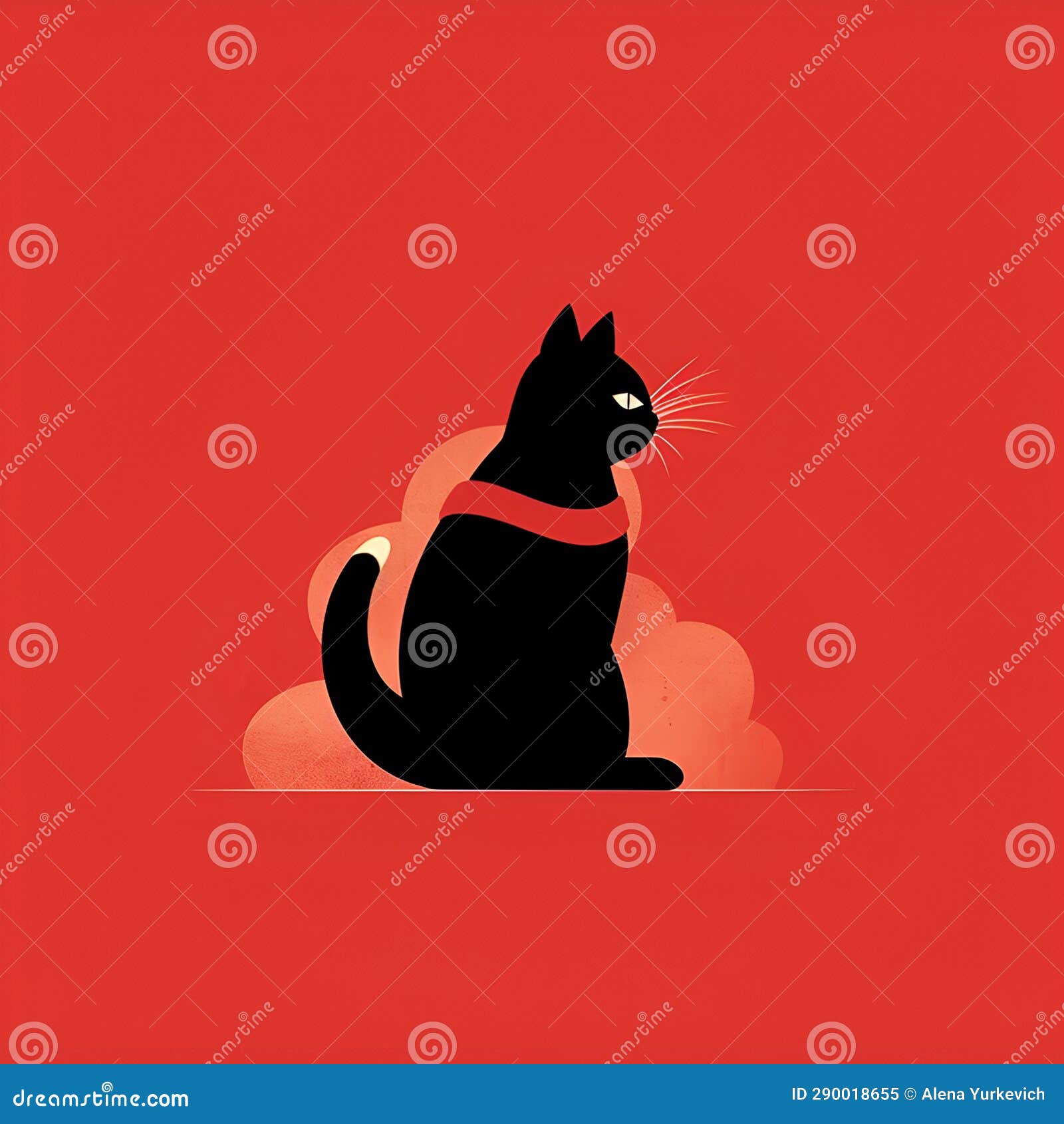 Black Cat on Red Background Stock Image - Image of asia, small: 290018655