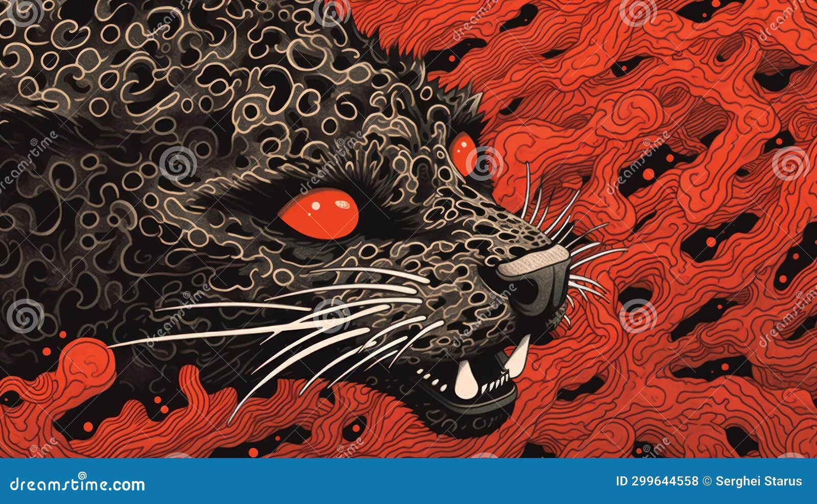 A Black Cat with Red Eyes and Blood on Its Face, AI Stock Photo - Image ...