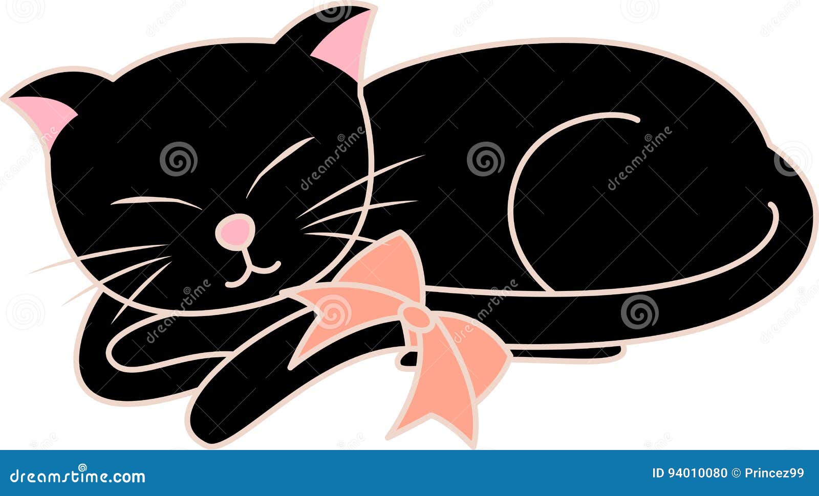 Black cat stock vector. Illustration of sweet, lazy, domestic - 94010080
