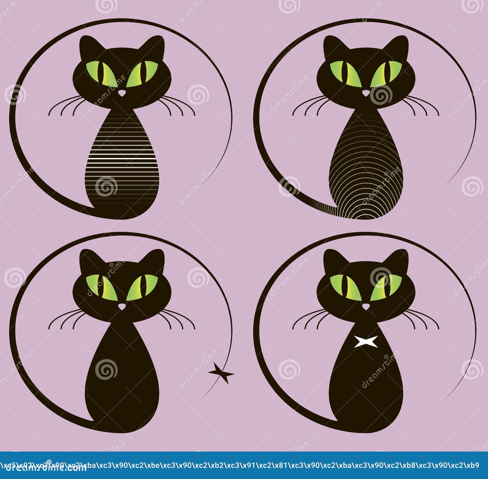 Black cat set stock vector. Illustration of eyes, pets - 51494981