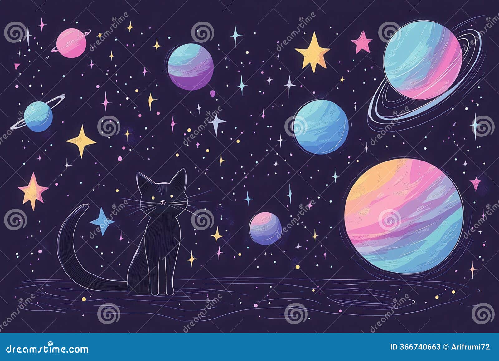 Cute Cosmic Family Of Capybaras In A Dreamy Forest Background Royalty ...