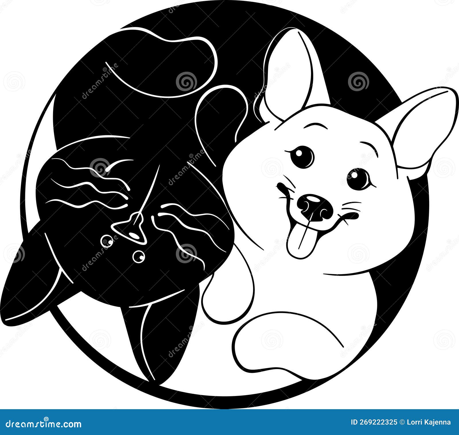 A Black Cat and a White Dog. Ying and Yang Stock Vector - Illustration ...