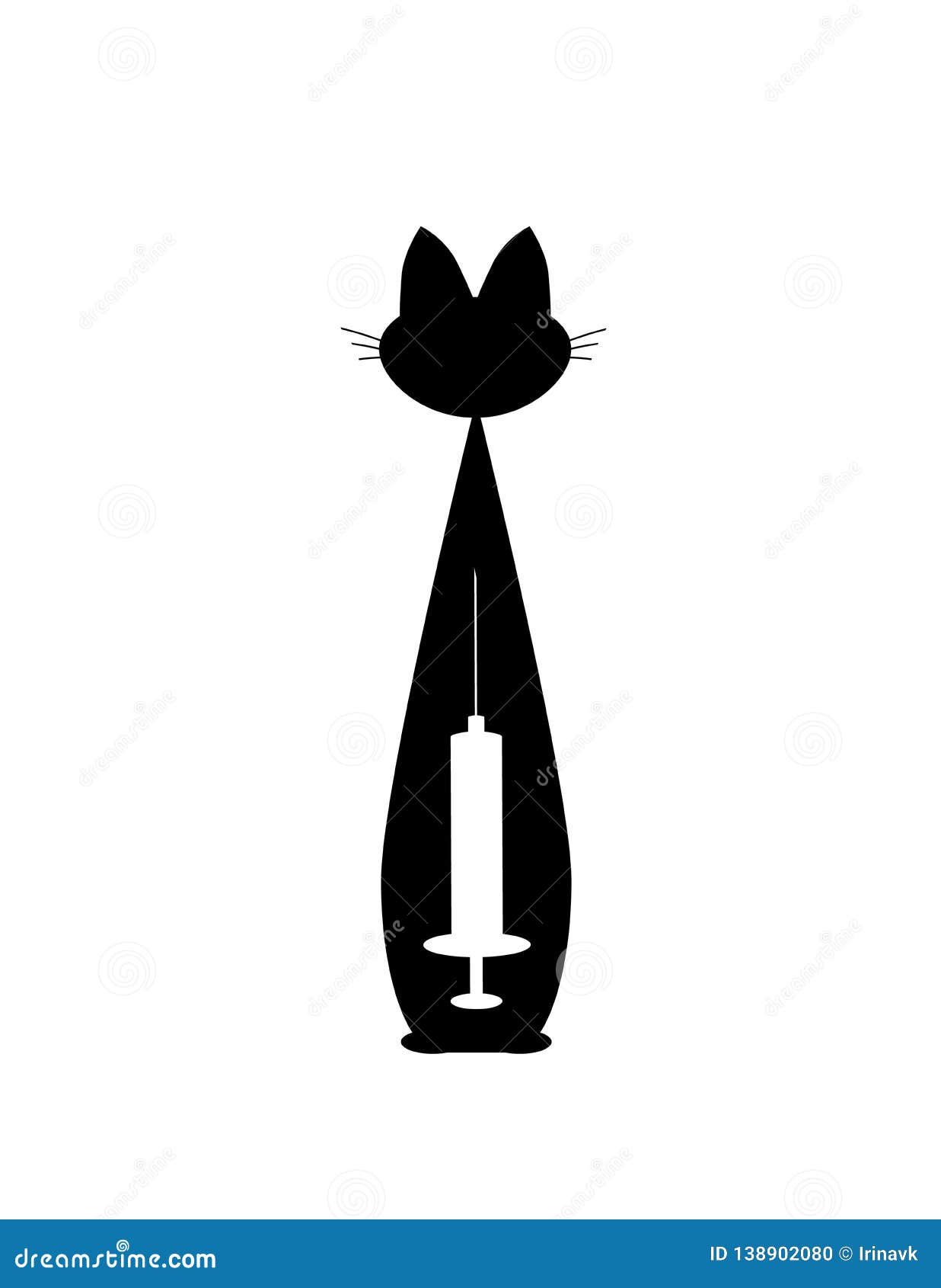 Black Cat and White Syringe. Vector. Isolated Stock Vector ...