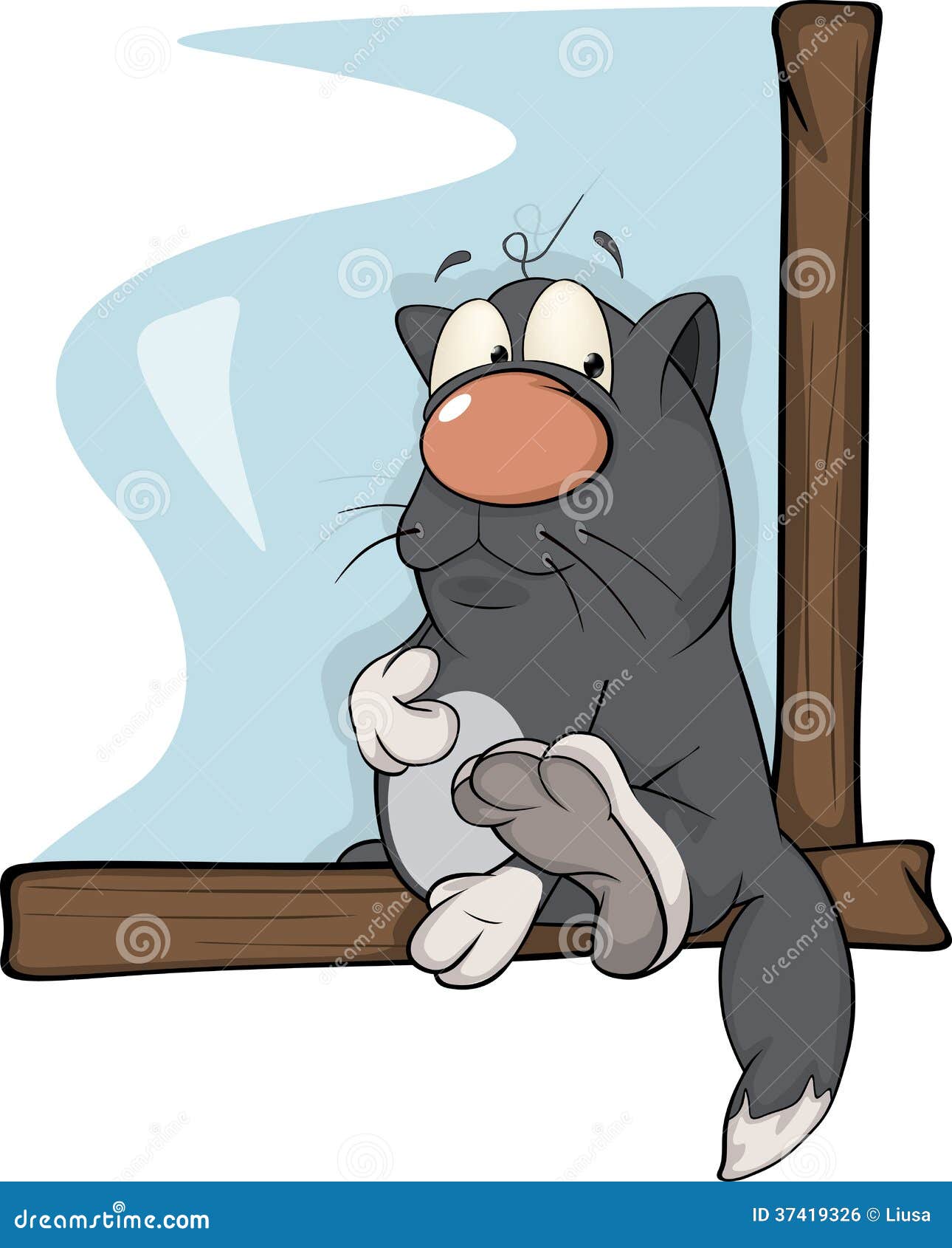 Black Cat at the Window Cartoon Stock Vector - Illustration of ...