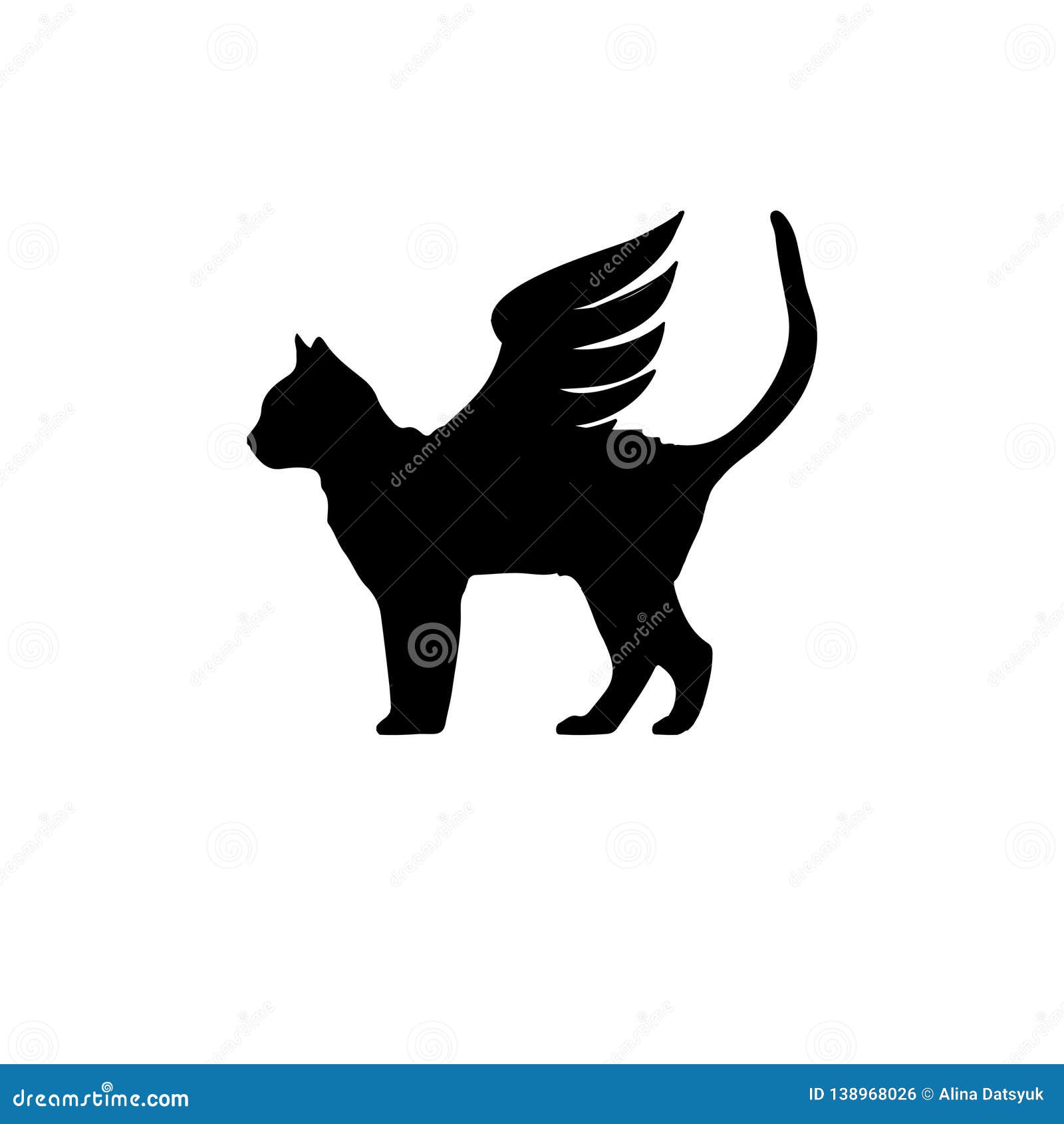 Black Cat with Wings. Cat with Wings Icon. Stock Illustration ...