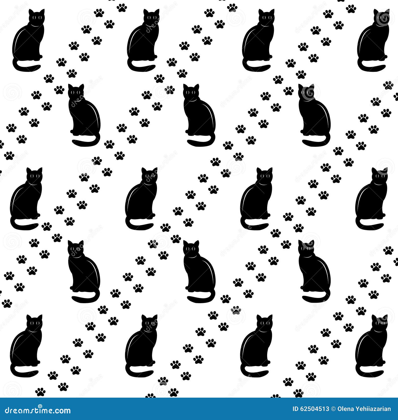 Black cats and footsteps stock vector. Illustration of ornament - 62504513