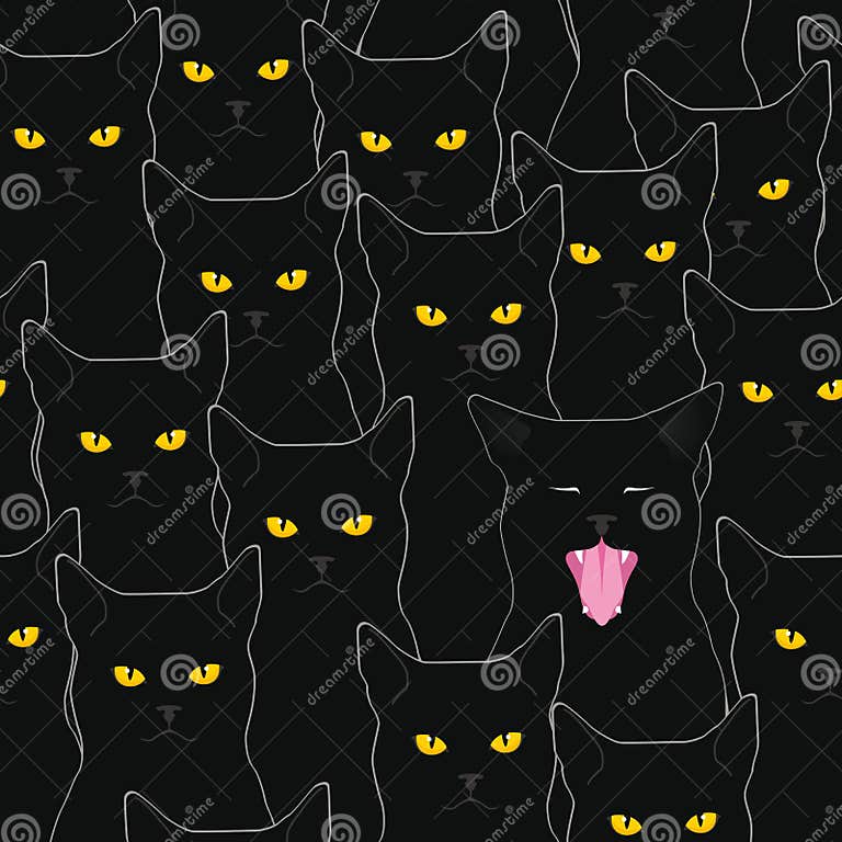 Black cats pattern stock vector. Illustration of paintings - 31393605