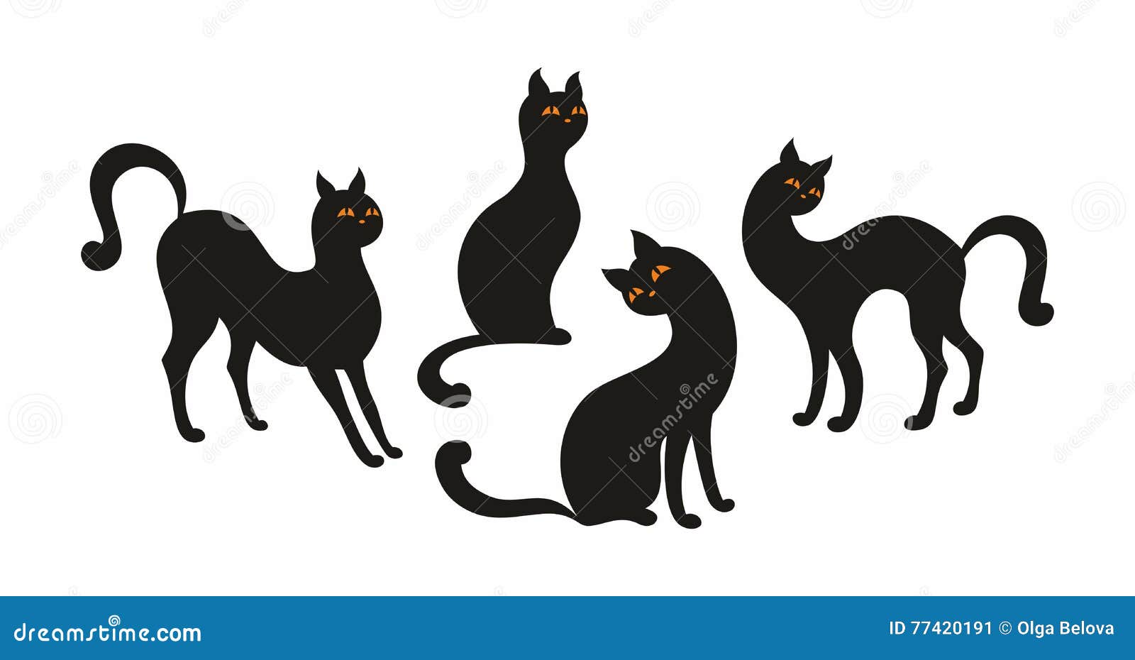 Black cats set stock vector. Illustration of cats, halloween - 77420191
