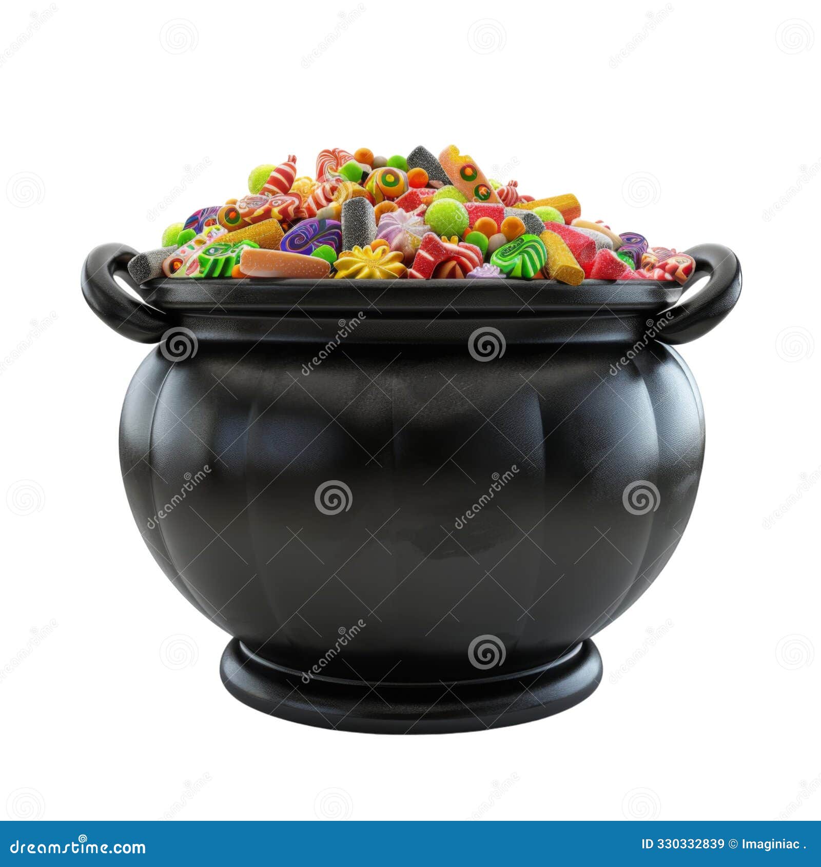 Black Cauldron Filled with Colorful Candies Stock Illustration ...