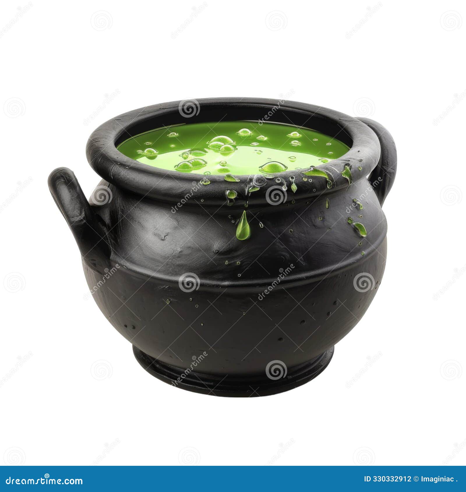 Black Cauldron Filled with Green Potion and Bubbles Stock Illustration ...