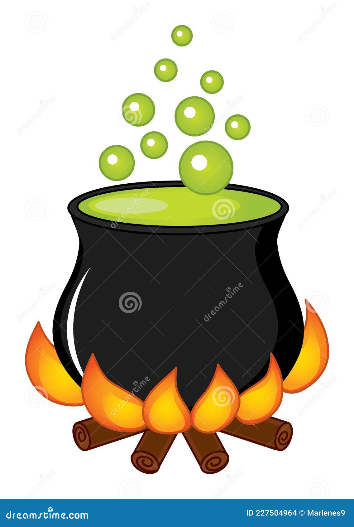 Black Cauldron with Poison Potion. Vector Halloween Cauldron Stock ...