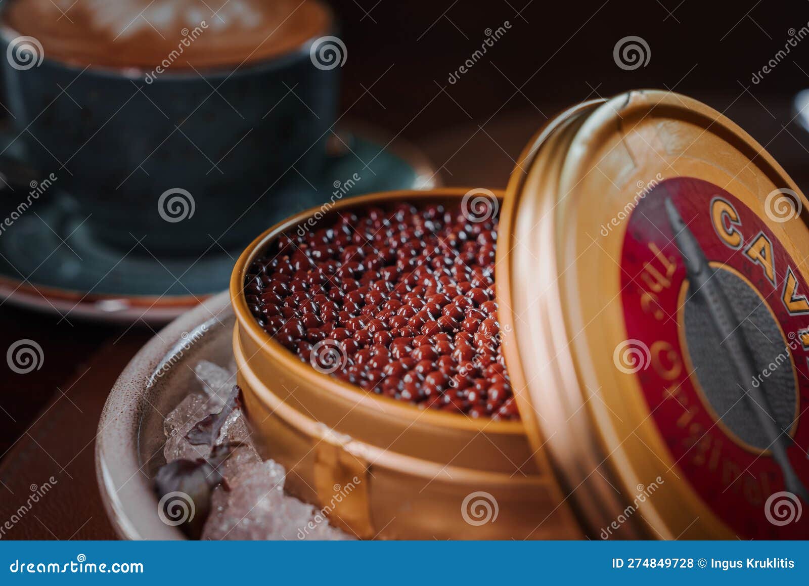 Black Caviar in Can Placed on a Plate with Ice. Stock Photo - Image of ...