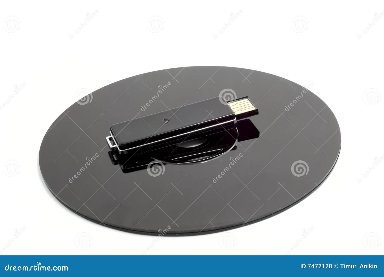 Black CD Compact Disc and Black USB Drive Stock Photo - Image of device ...