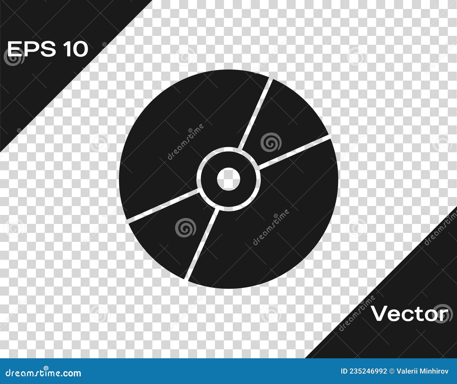 Black CD or DVD Disk Icon Isolated on Transparent Background. Compact ...