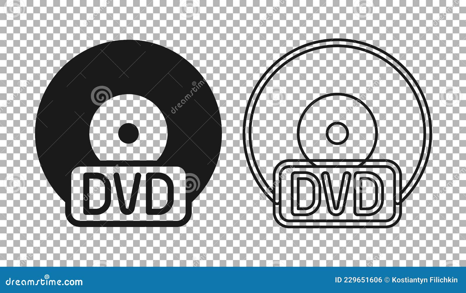 Black CD or DVD Disk Icon Isolated on Transparent Background. Compact ...