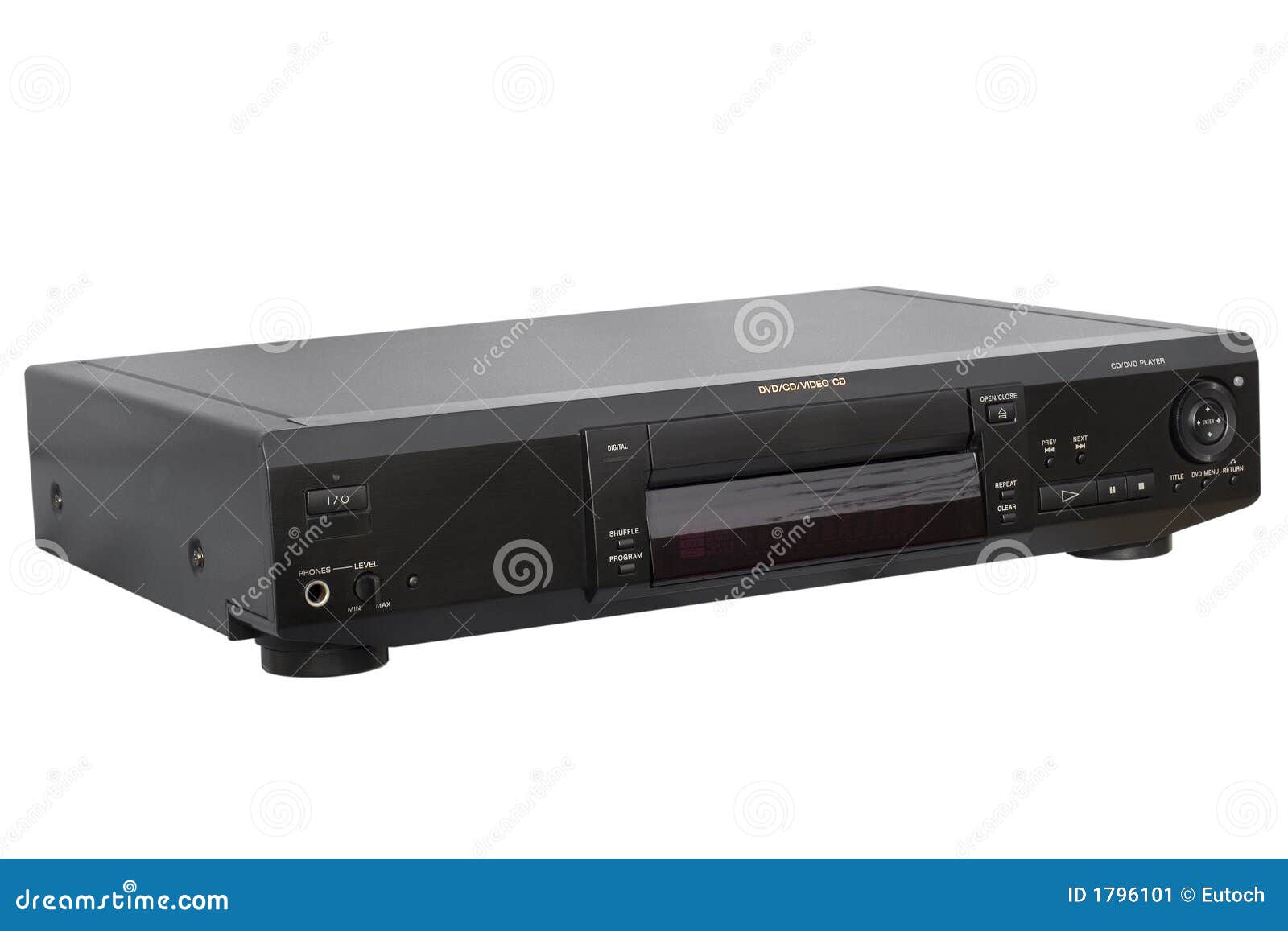 Black CD DVD Player stock image. Image of buttons, label - 1796101