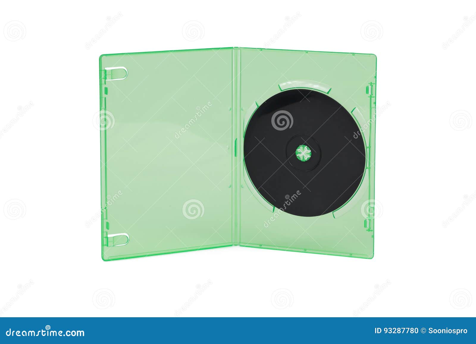 Black CD in Green Box with Isolated White Background Stock Photo ...