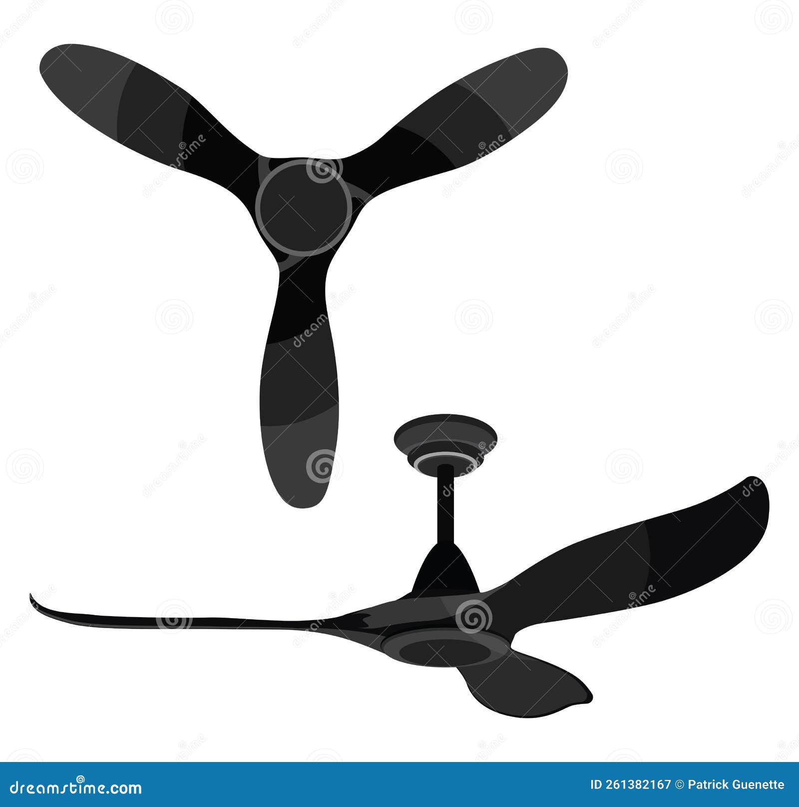 Black ceiling fans, icon stock vector. Illustration of cold - 261382167