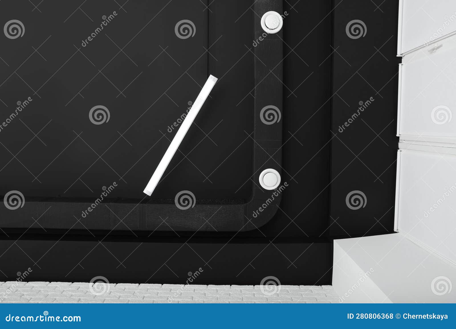 Black Ceiling with Lighting in Room, Bottom View Stock Photo - Image of ...
