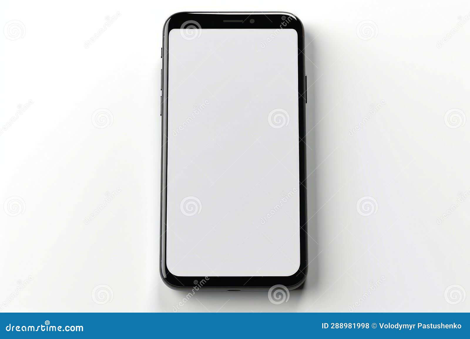 Black Cell Phone with White Screen on White Surface. Generative AI ...