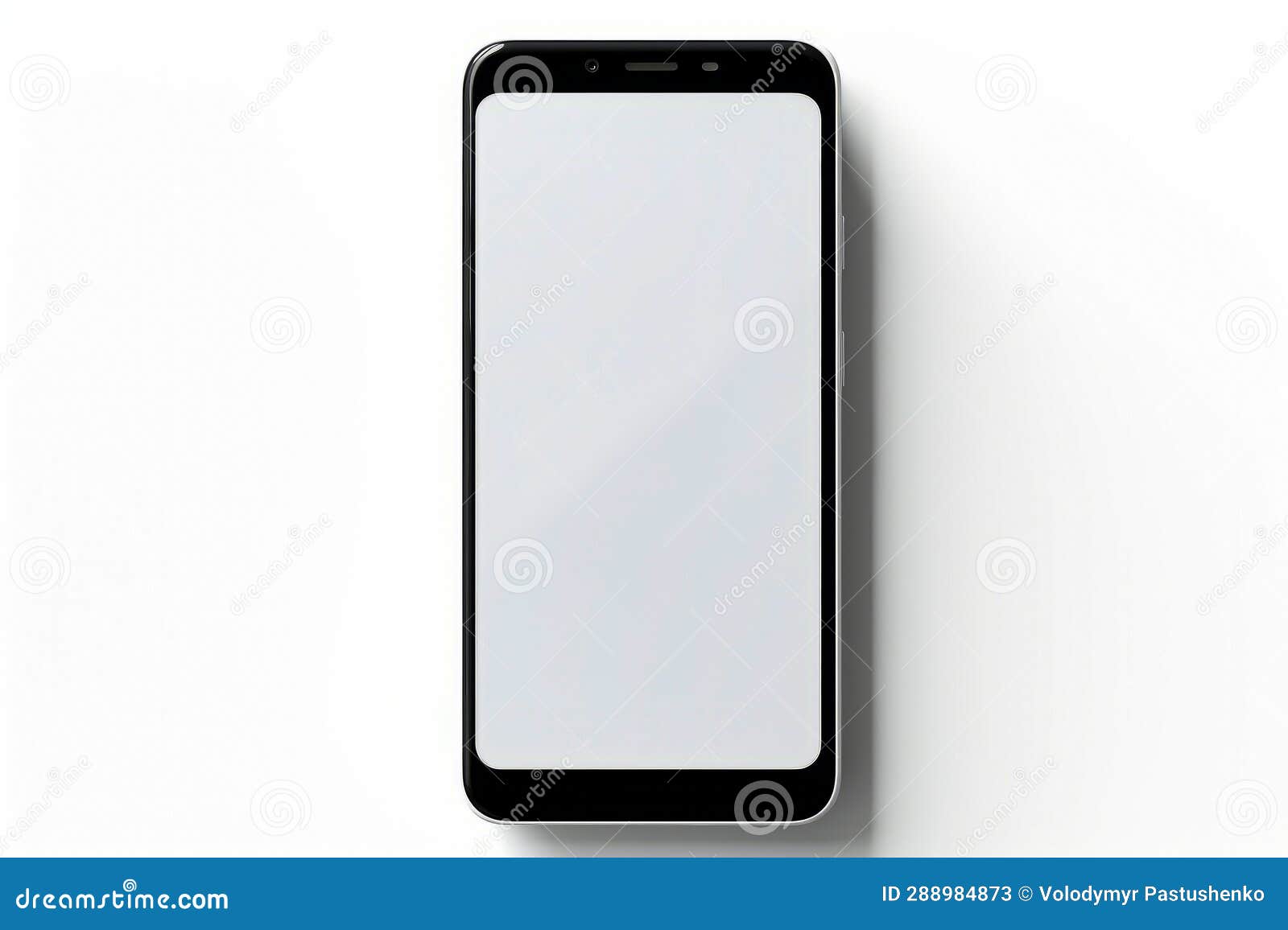 Black Cell Phone with White Screen on White Surface. Generative AI ...