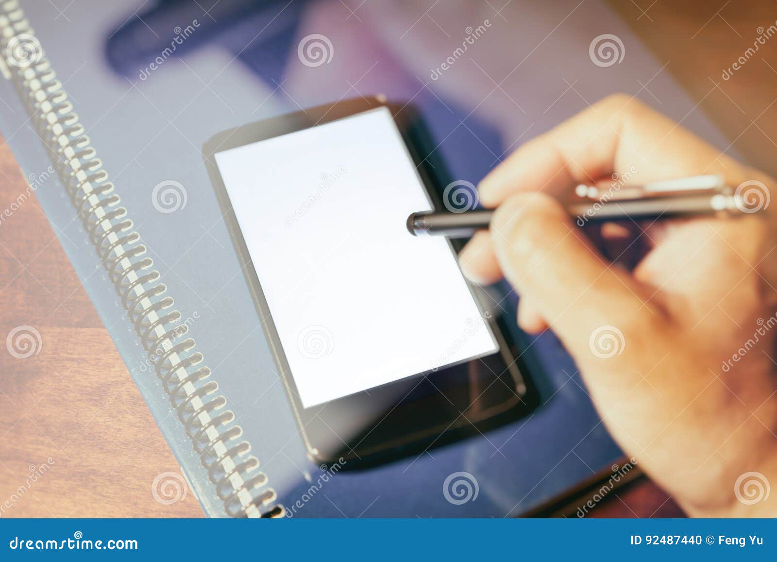 Black Cellphone and Notebook Stock Photo - Image of media, touch: 92487440