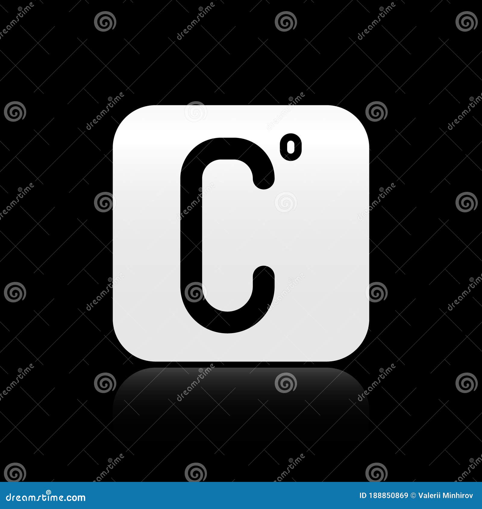 Black Celsius Icon Isolated on Black Background. Silver Square Button ...