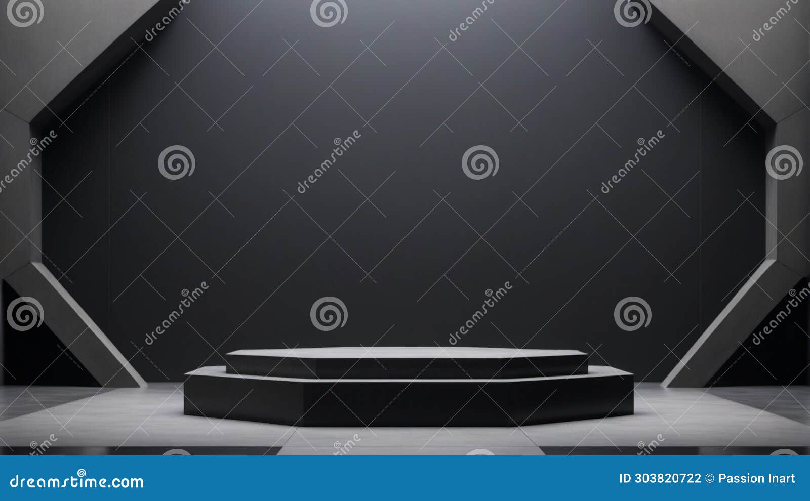 Black Cement and Concrete Octagon Stage Podium Stock Illustration ...