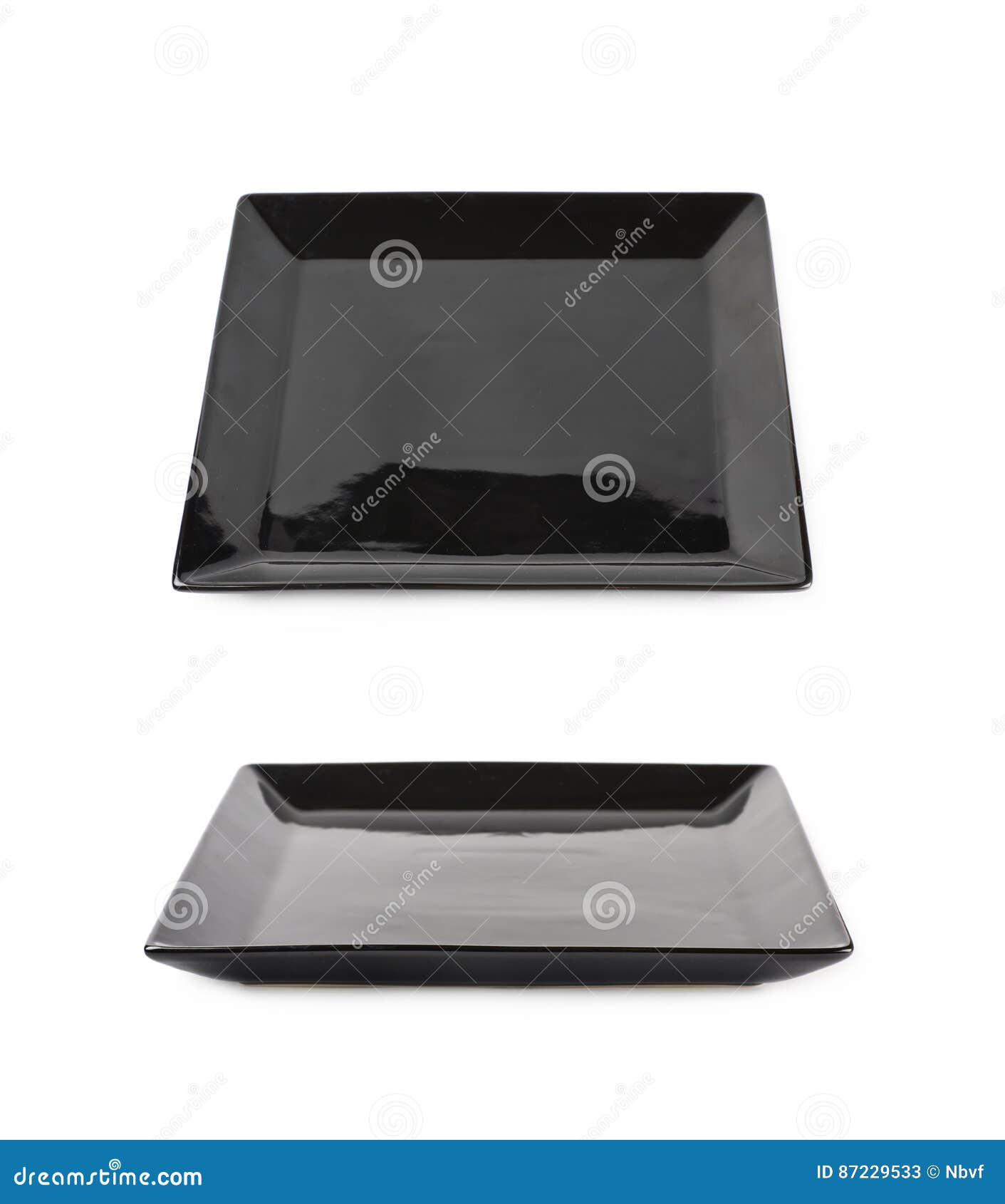 Black Ceramic Square Plate Isolated Stock Image - Image of flat ...