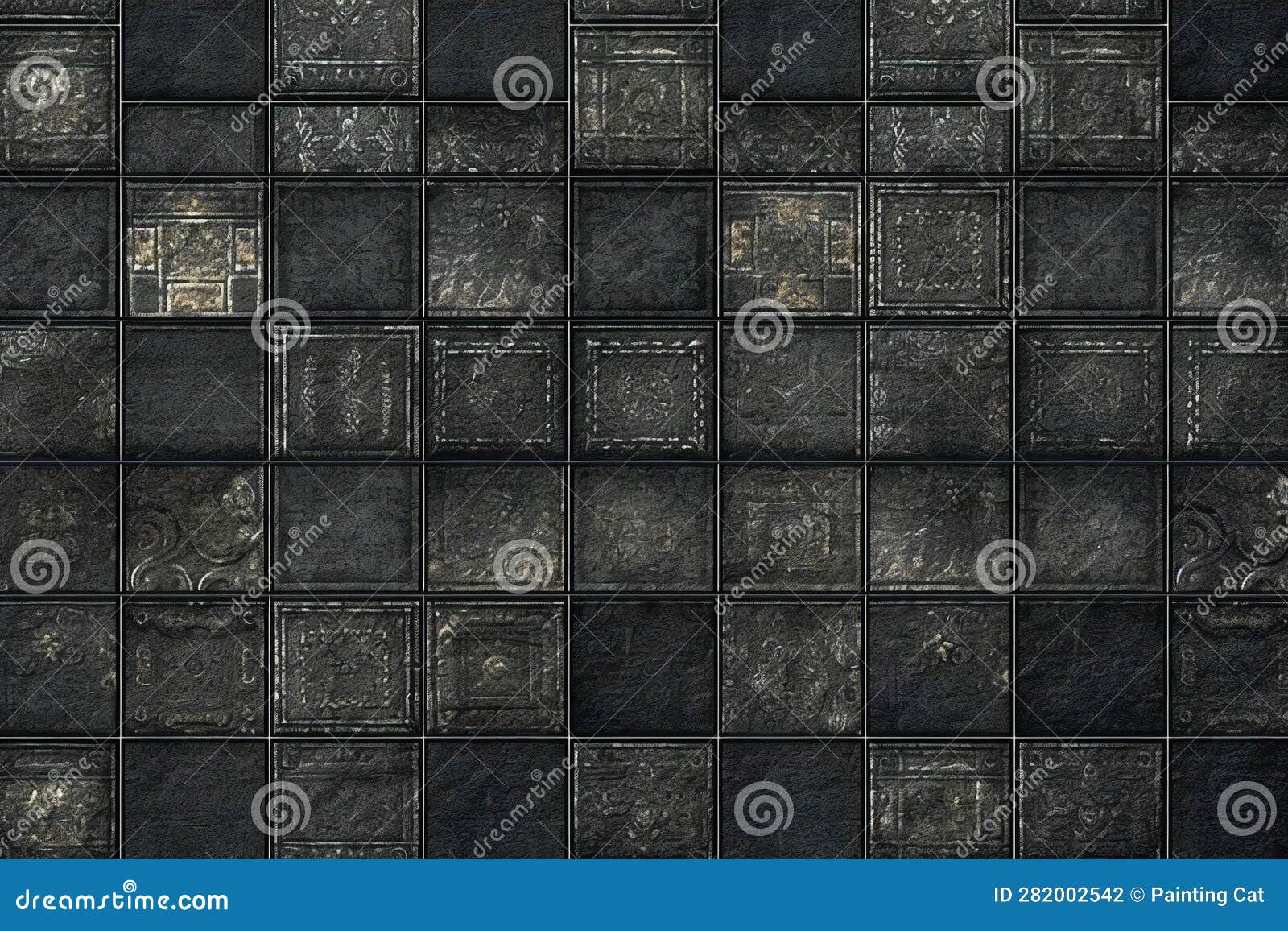 Black Ceramic Tile Wall, Seamless Texture Stock Illustration ...