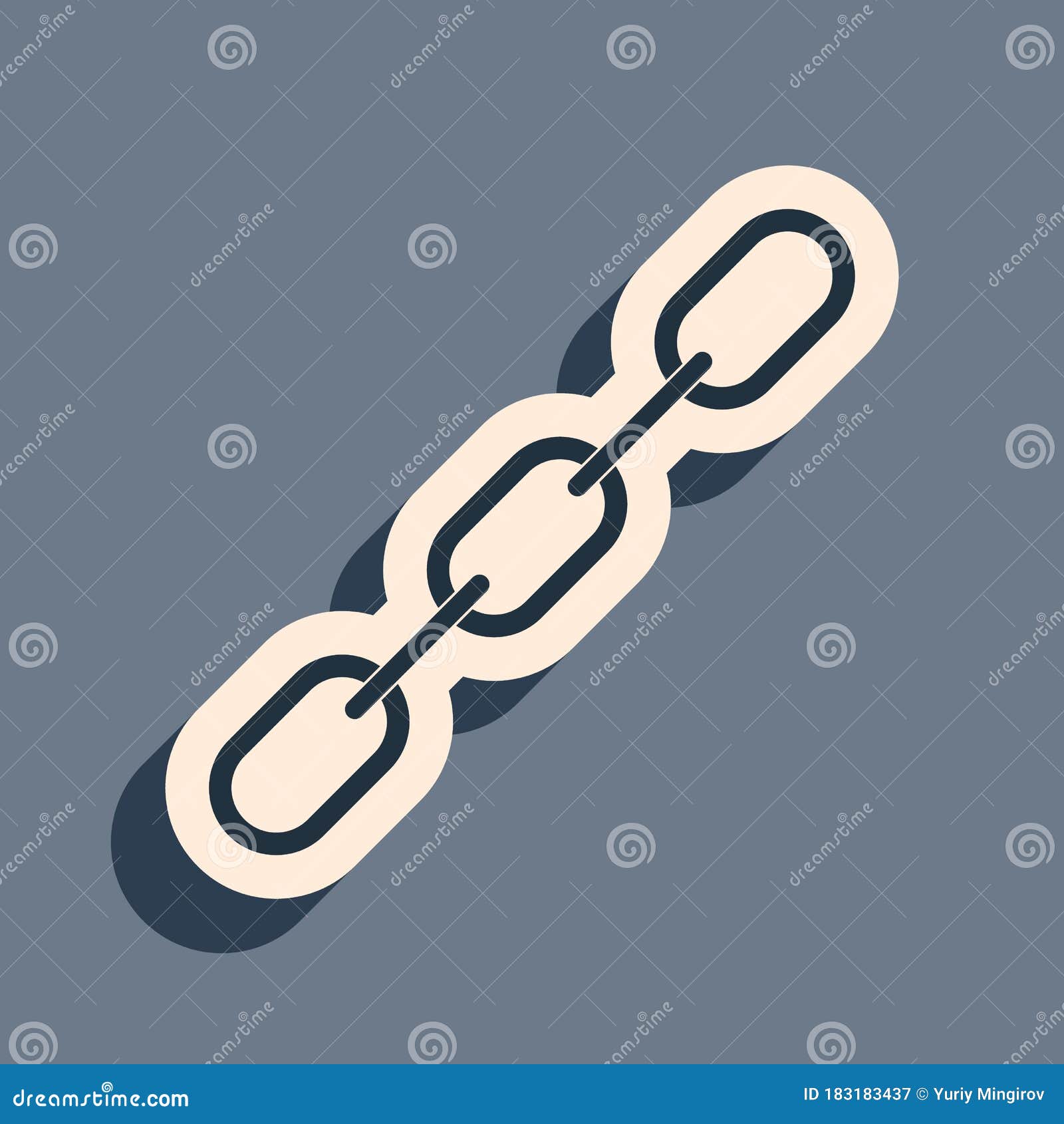 Black Chain Link Icon Isolated on Grey Background. Link Single. Long ...