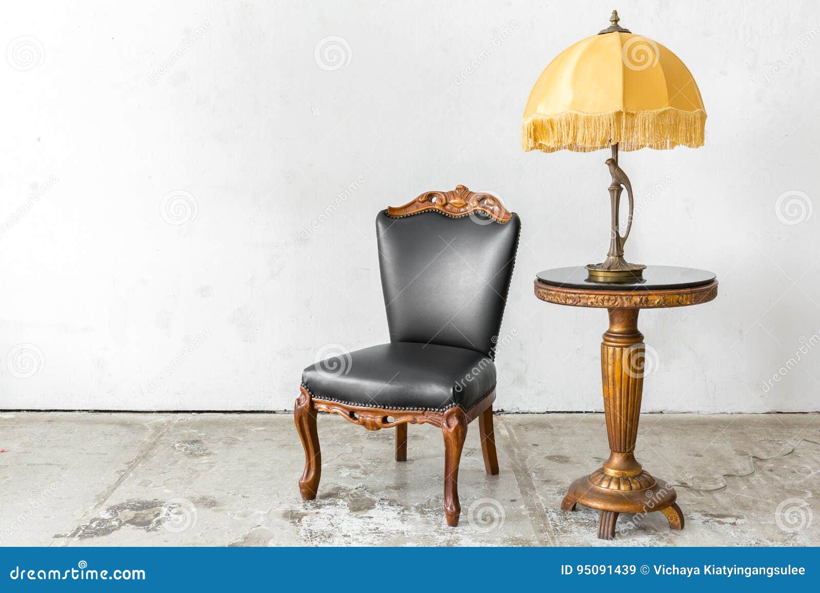 Black chair with lamp stock image. Image of relax, antique - 95091439