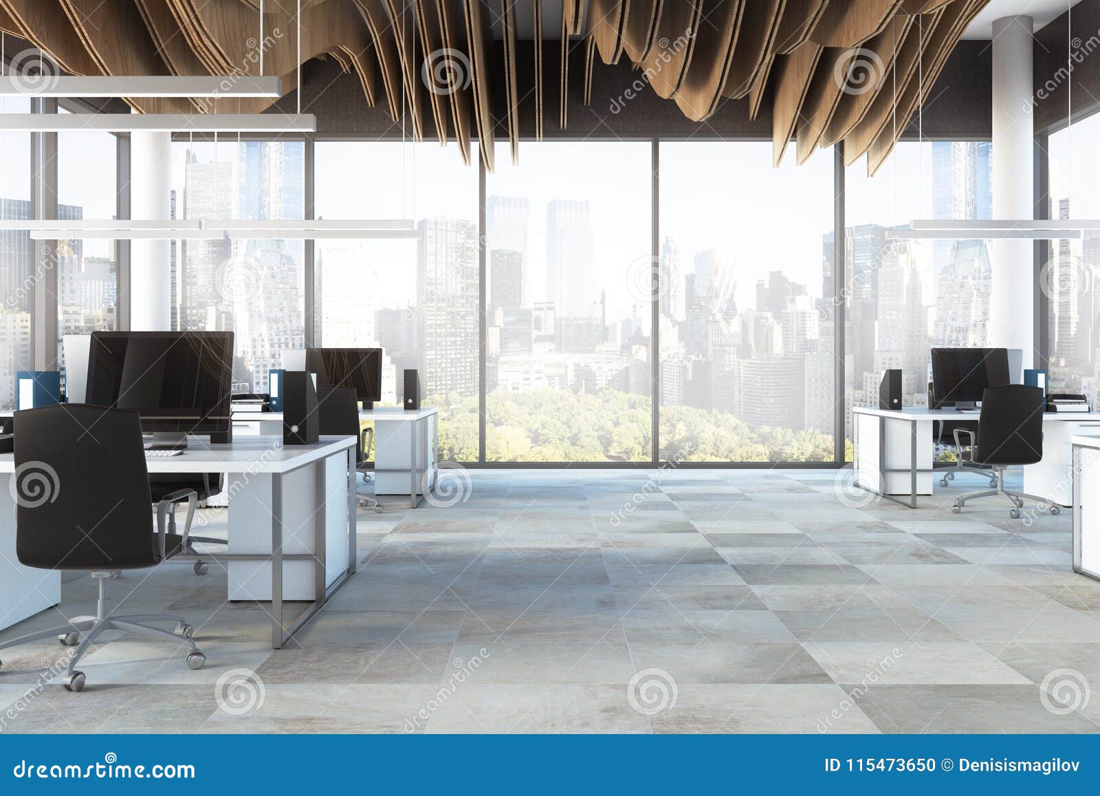 Black Chair Open Space Office, Front View Stock Illustration ...